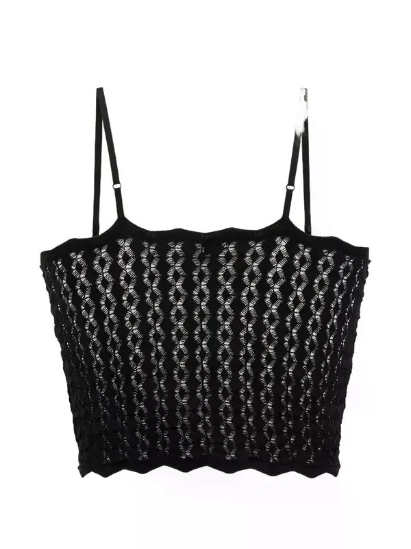 Saint Laurent Crochet-knit Front-tie Top - Black
