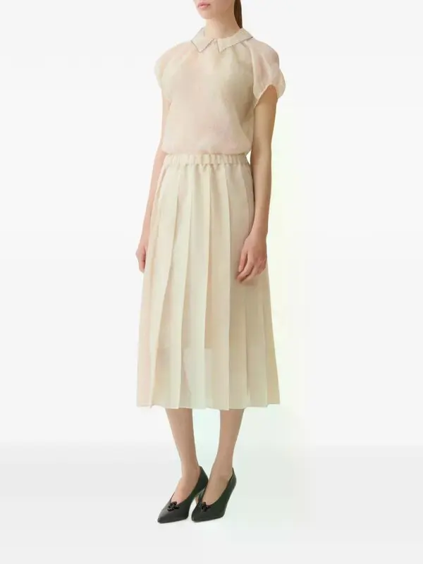 Fabiana Filippi Contrast-trimmed Lace-collar Top - Neutrals