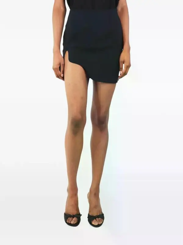 MOTHER OF ALL Asymmetric Slit Mini Skirt - Black