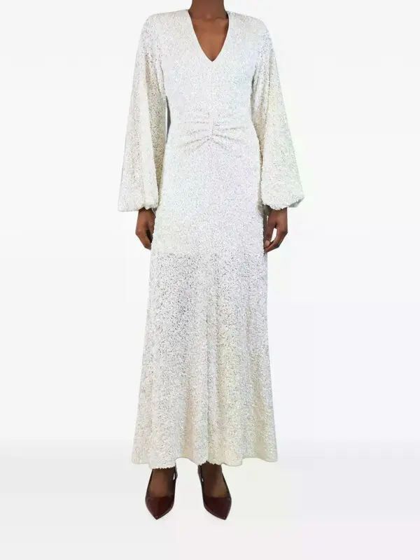 ROTATE BY BIRGER CHRISTENSEN Sequin-embellished V-neck Maxi Dress - White
