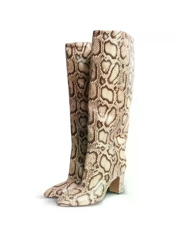 Paris Texas Python-effect Leather Knee-high Boots - Neutrals