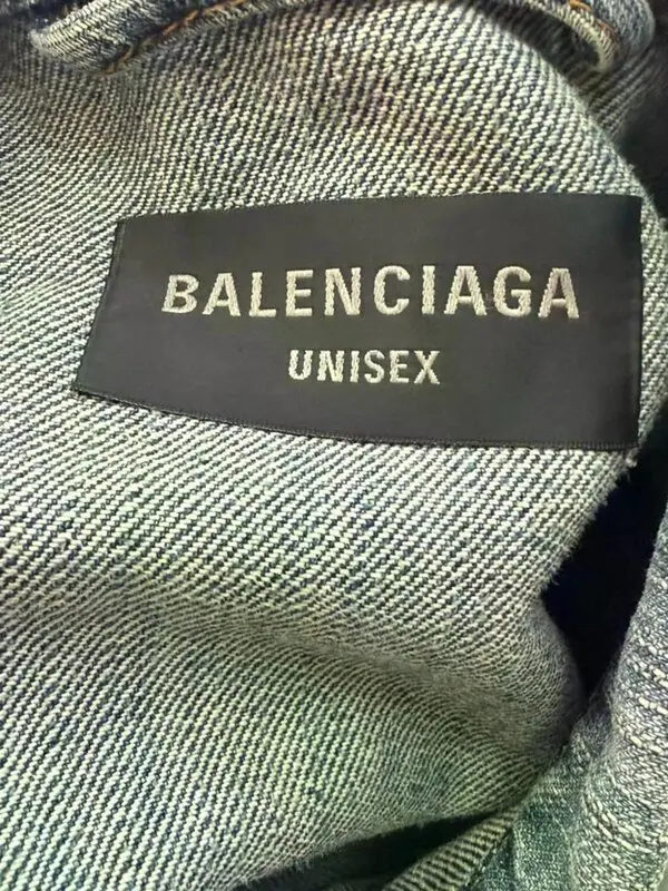 Balenciaga Graphic Print Denim Jacket - Blue