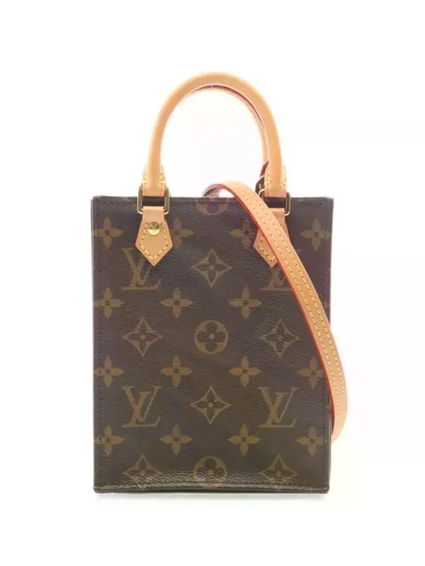 LOUIS VUITTON Petit Sac Plat Monogram Tote Bag - Brown