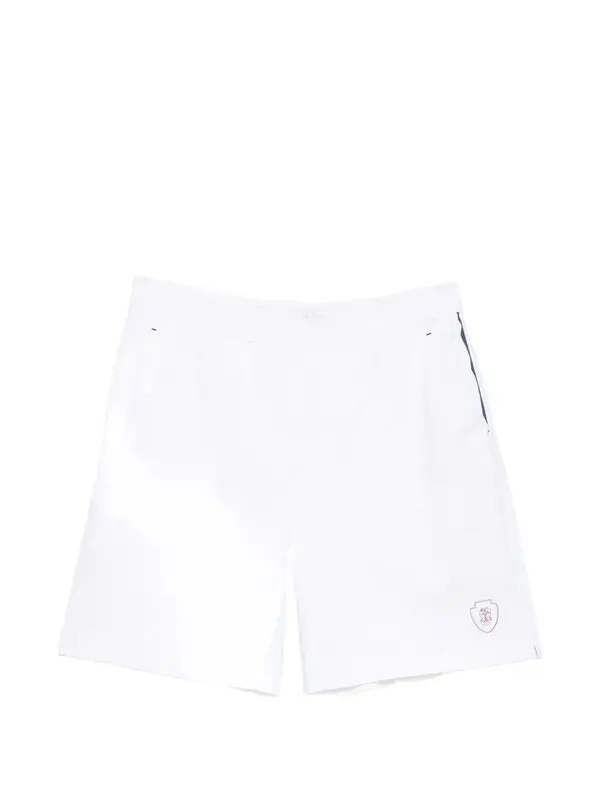 Brunello Cucinelli Cotton Elasticated Waist Shorts With Logo Patch - White