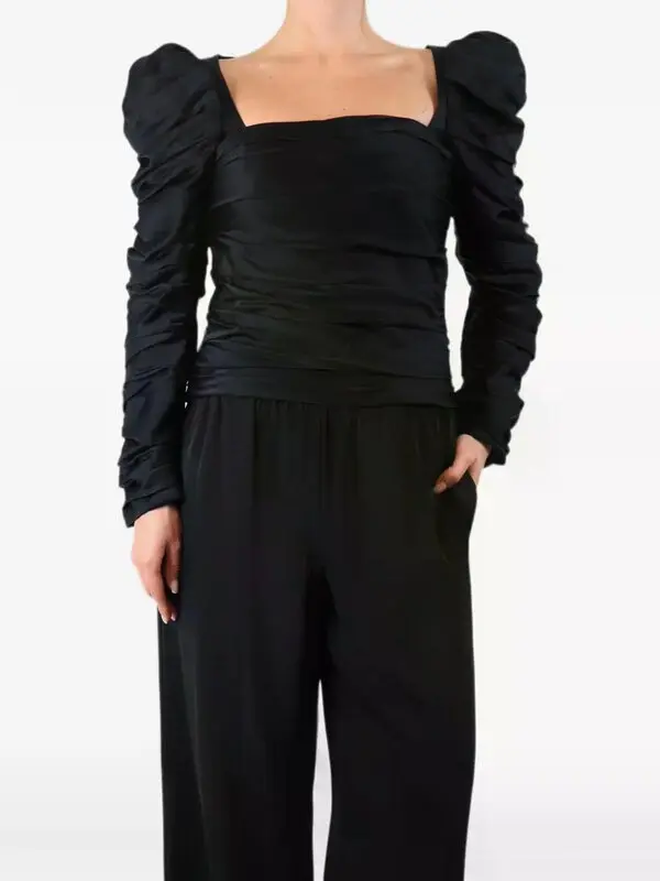 Khaite Ruched Long-sleeved Blouse - Black