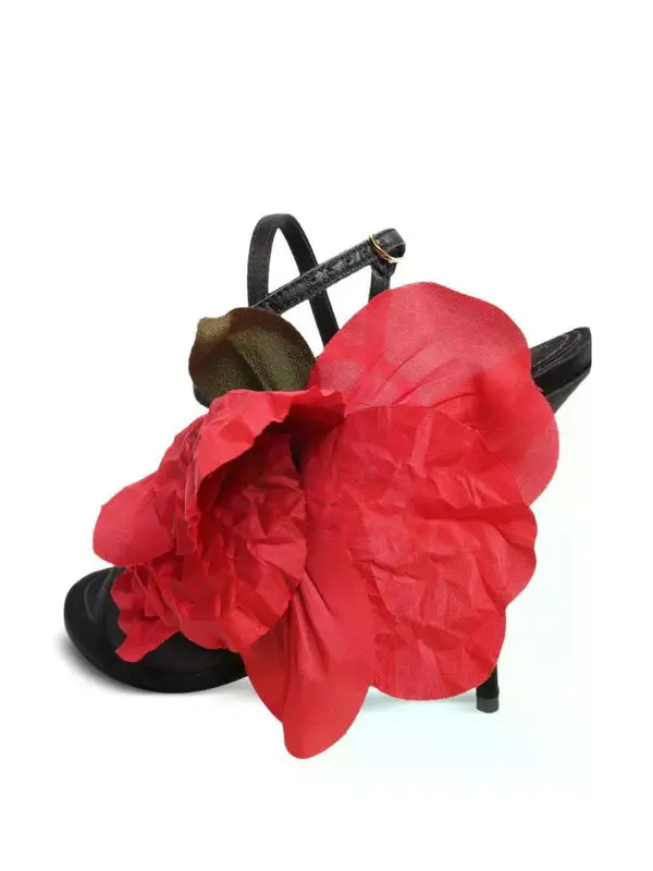 Dolce & Gabbana Satin Flower Detail Stiletto Sandals