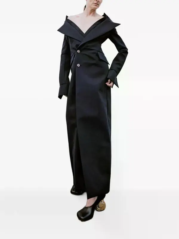 A.W.A.K.E. Mode Double-breasted Off-shoulder Coat