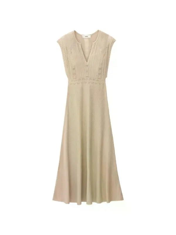 Ba&sh Pasqualina Pointelle-knit V-neck Dress - Neutrals