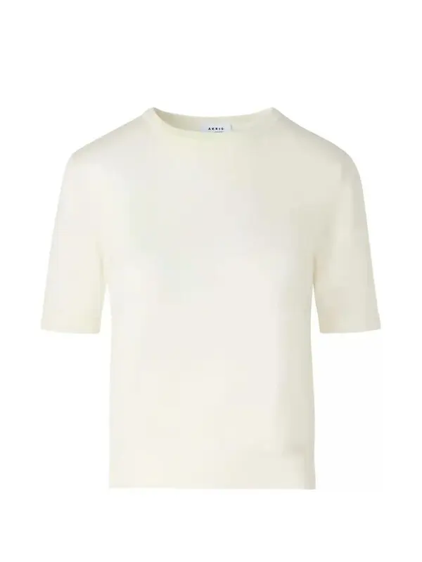Akris Short Sleeve Fine Knit Crewneck Sweater - Neutrals