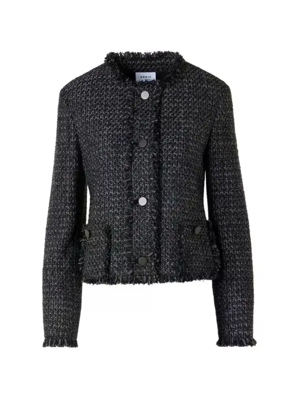 Akris Frayed Tweed Jacket - Black