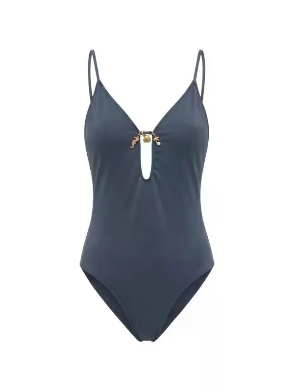 MC2 SAINT BARTH V-neck Swimsuit With Charm Detail - Blue