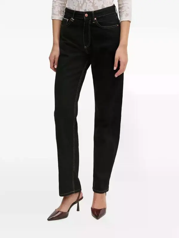 BENETTON Contrast-stitch Straight-leg Jeans - Black