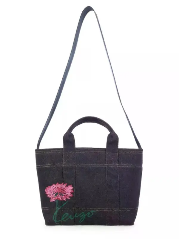 Kenzo Small Tulip Flower-embroidered Logo-print Tote Bag