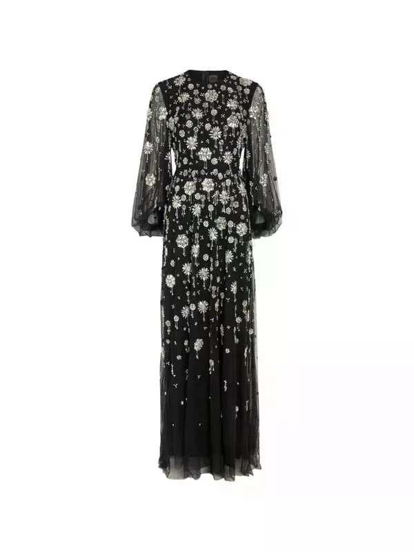 Huishan Zhang Crystal Embellished Maxi Dress - Black