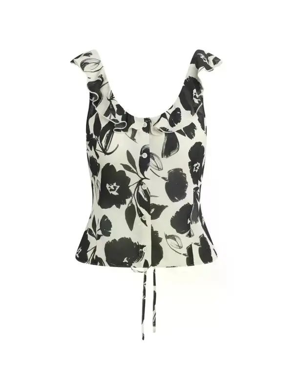 FAVORITE DAUGHTER Love Note Floral-print Ruffled Top - White