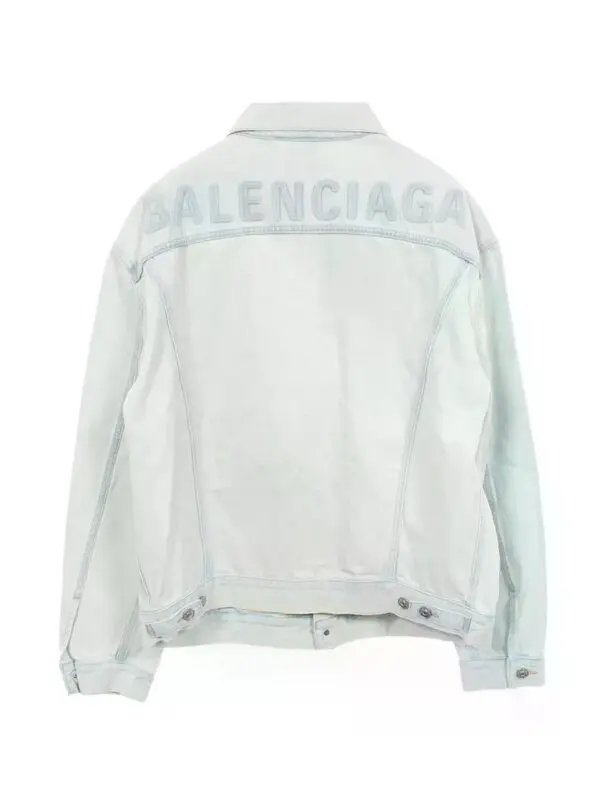 Balenciaga Logo Detail Denim Jacket - Blue