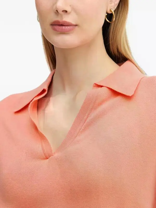 BENETTON Fine Knit Polo Collar V-neck Sweater