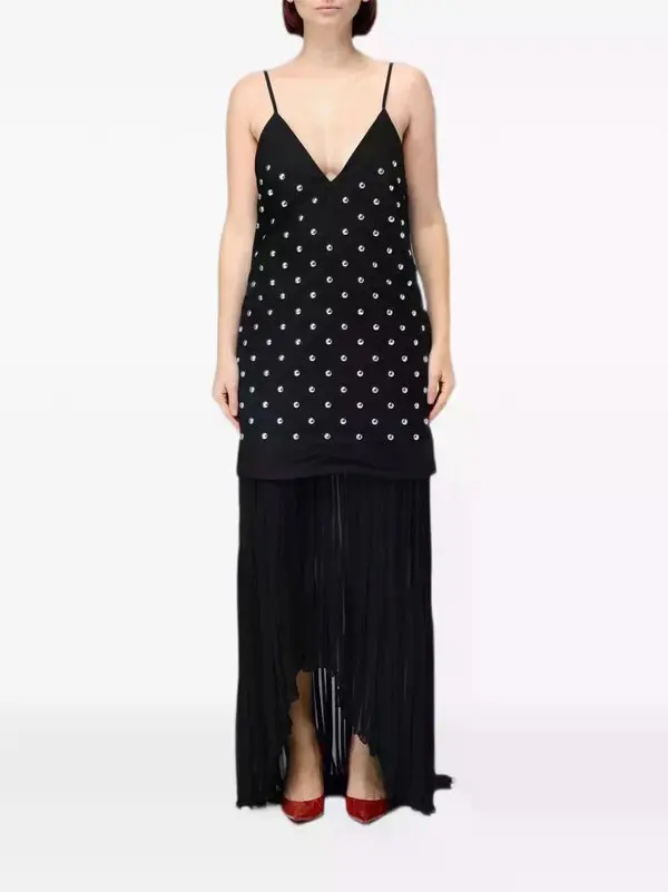 MSGM Embellished Pleated Maxi Dress - Black