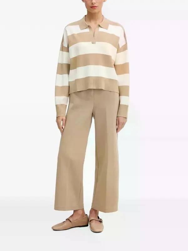 BENETTON Horizontal-stripe Polo-collar Sweater