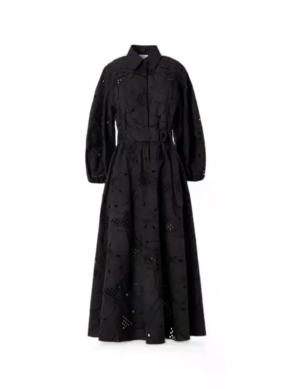 Akris Broderie Anglaise Belted Midi Dress