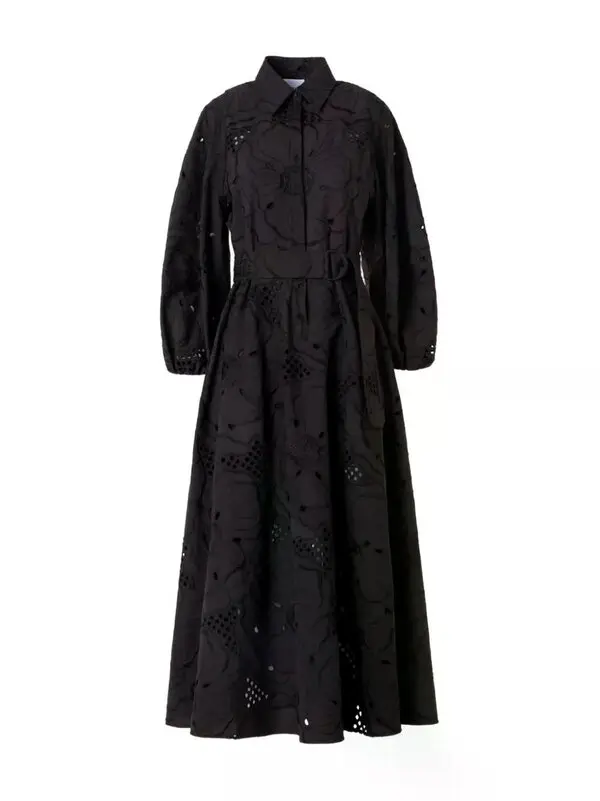 Akris Broderie Anglaise Belted Midi Dress