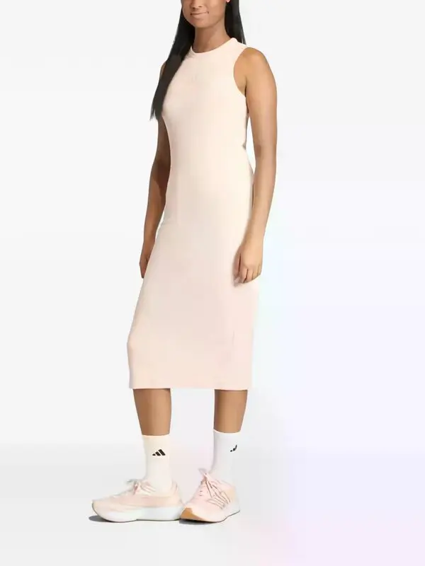Adidas Ribbed Knit Sleeveless Midi Dress - Pink