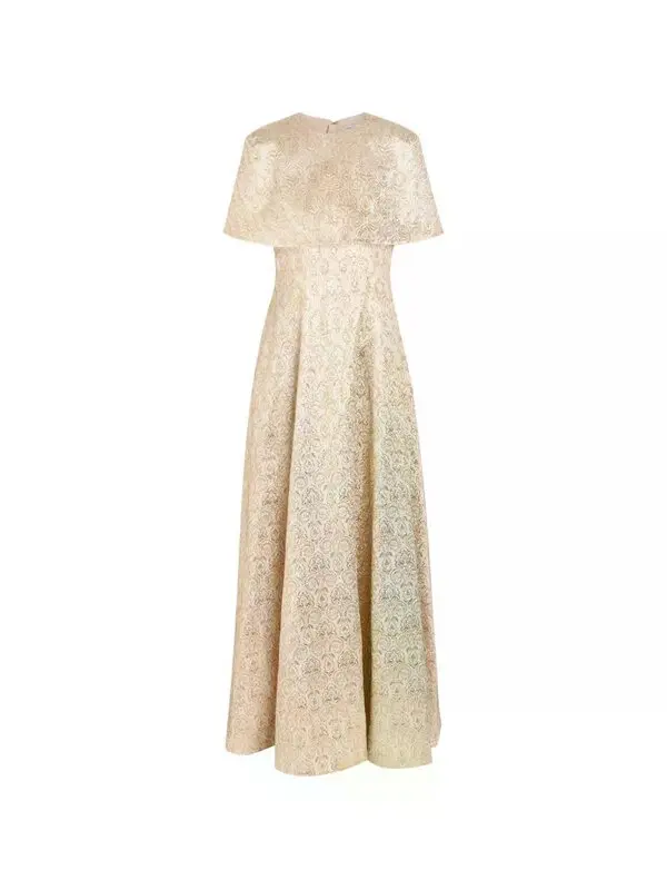EMILIA WICKSTEAD Lucretia Cape-effect Jacquard-pattern Maxi Dress - Neutrals