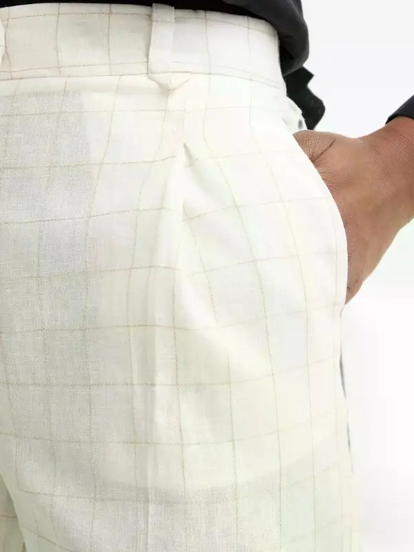 BENETTON Check-pattern Pleated Trousers