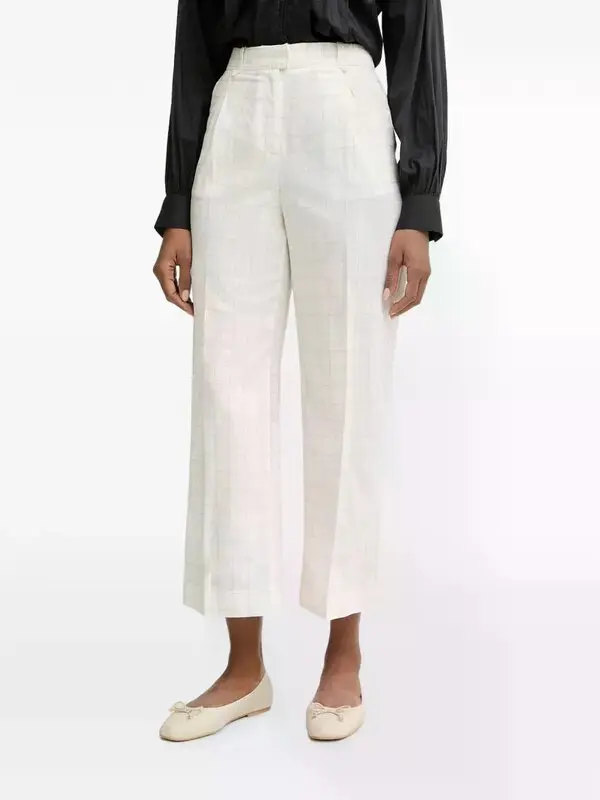 BENETTON Check Pattern Pleated Trousers - Neutrals