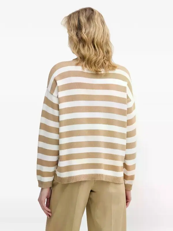 BENETTON Striped-knit Side-slit Sweater