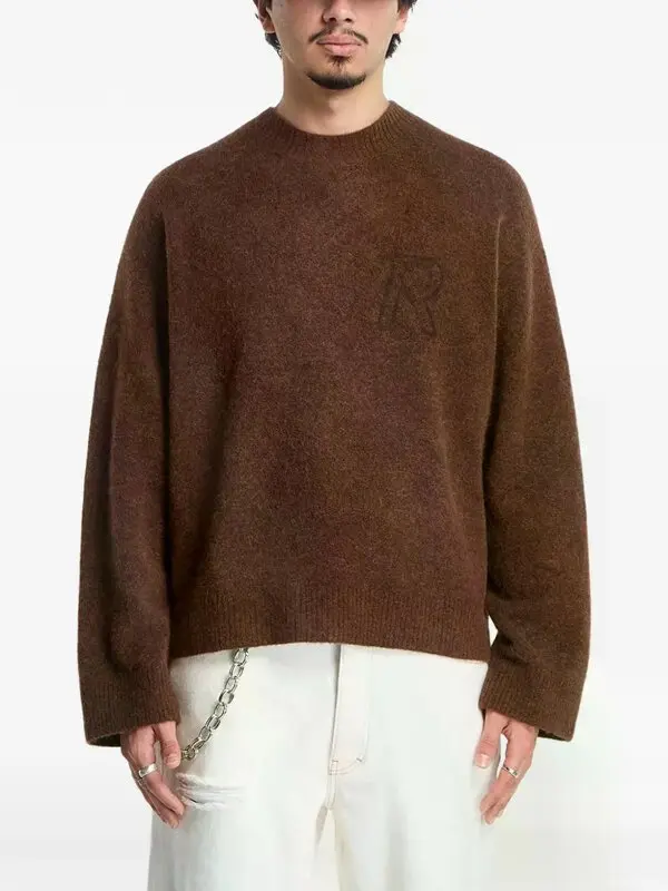 REPRESENT Logo-embroidered Crew-neck Sweater