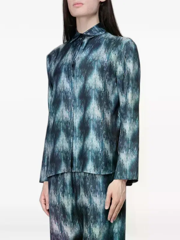 Max Mara Abstract-print Linen Shirt - Blue