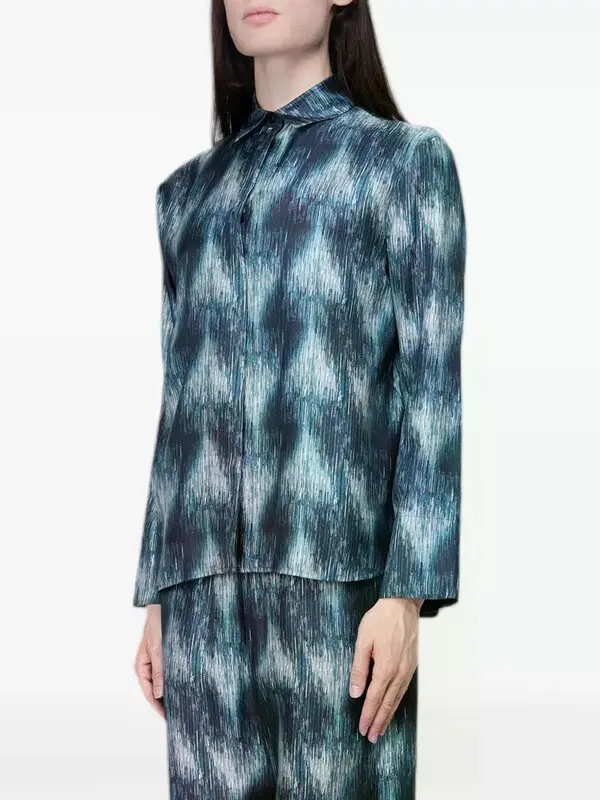 Max Mara Abstract Print Linen Shirt - Blue