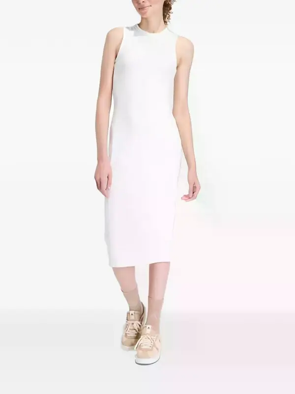 Adidas Ribbed Knit Sleeveless Crewneck Midi Dress - Neutrals