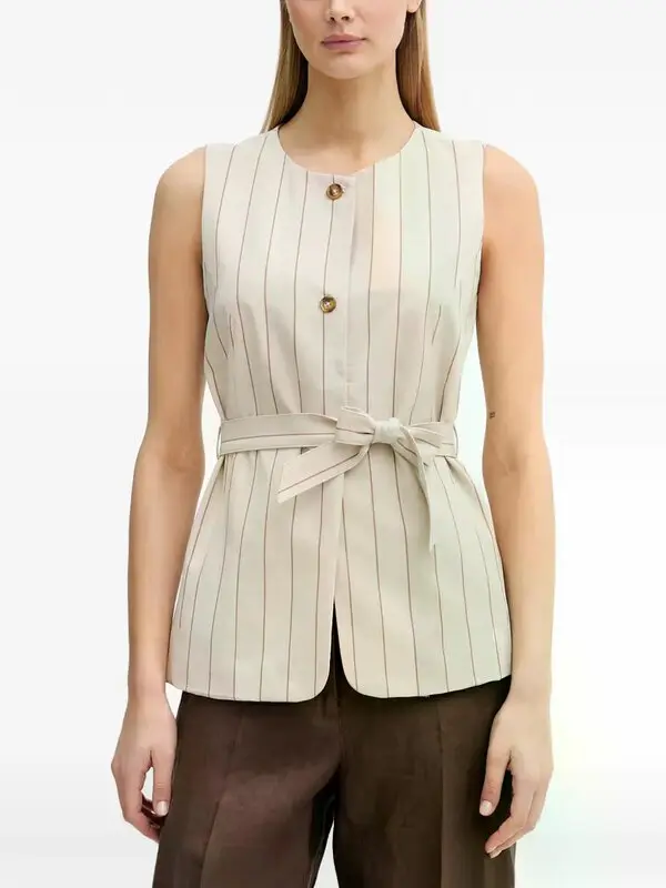 BENETTON Pinstripe-pattern Belted Top