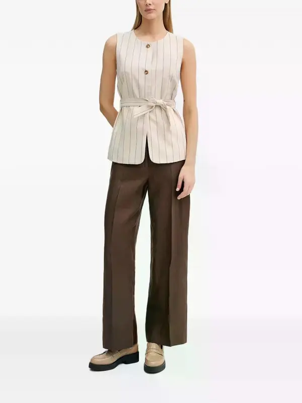 BENETTON Pinstripe-pattern Belted Top