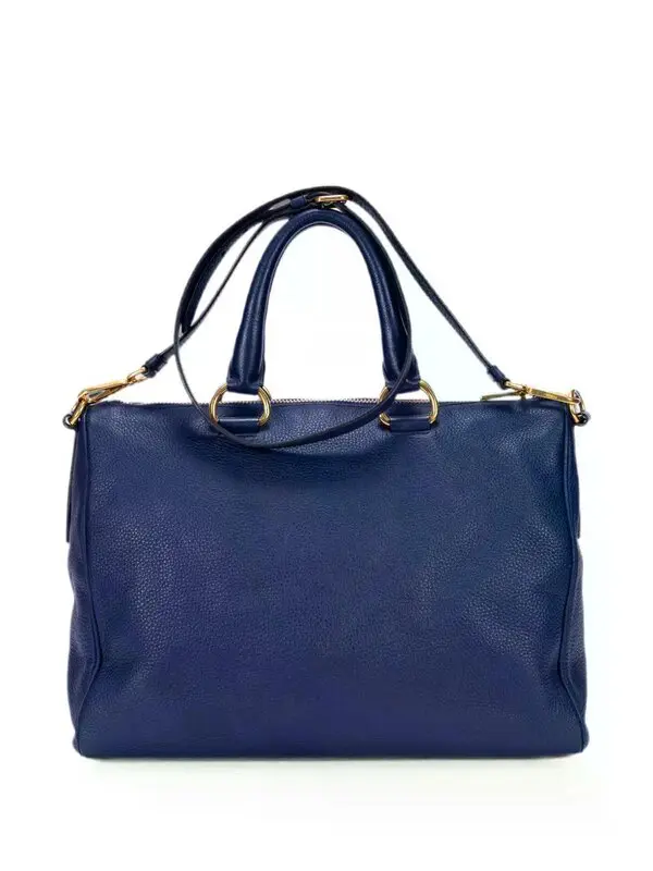 Prada Vitello Daino Bauletto Tote Bag - Blue