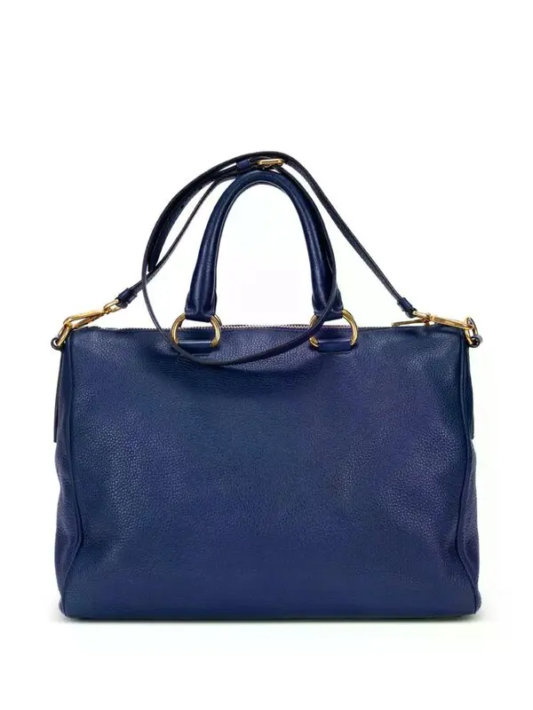 Prada Vitello Daino Bauletto Tote Bag - Blue