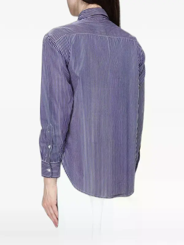 Ralph Lauren Stripe-print Logo-embroidered Shirt - Blue