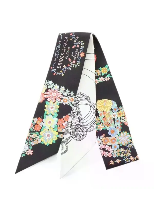 Hermès Brides De Gala En Fleurs Silk Scarf - Black