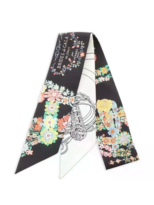 Hermès Brides De Gala En Fleurs Silk Scarf - Black