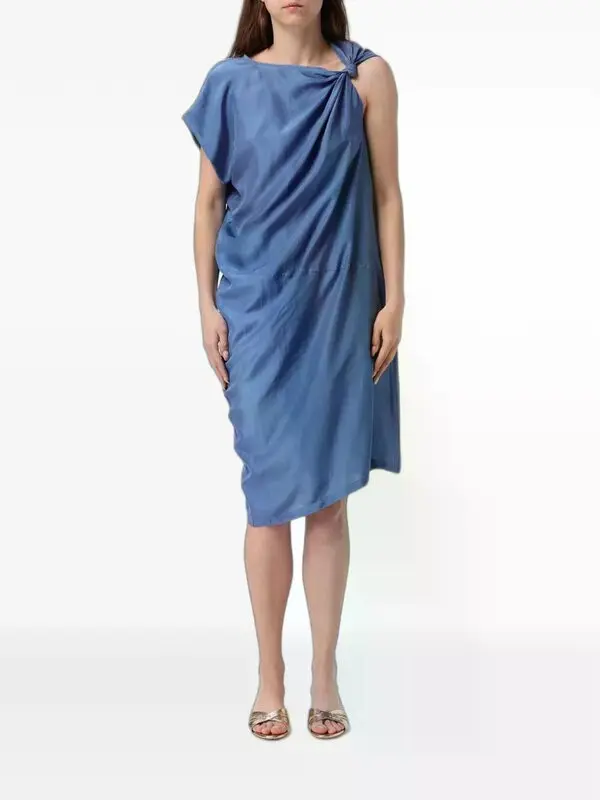 TELA Asymmetric Linen Midi Dress - Blue