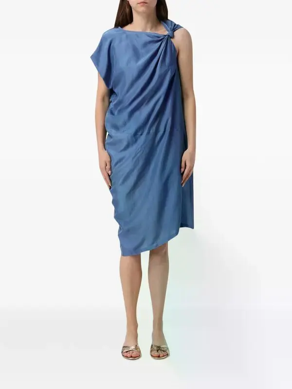 TELA Asymmetric Linen Midi Dress - Blue