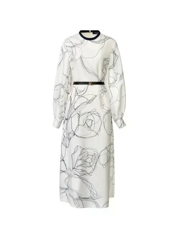 Fabiana Filippi Floral Print Belted Midi Dress - White