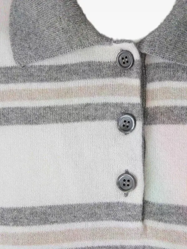 Peserico Striped Button-collar Polo Shirt