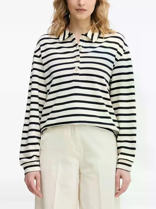 BENETTON Striped Long-sleeve Polo Shirt