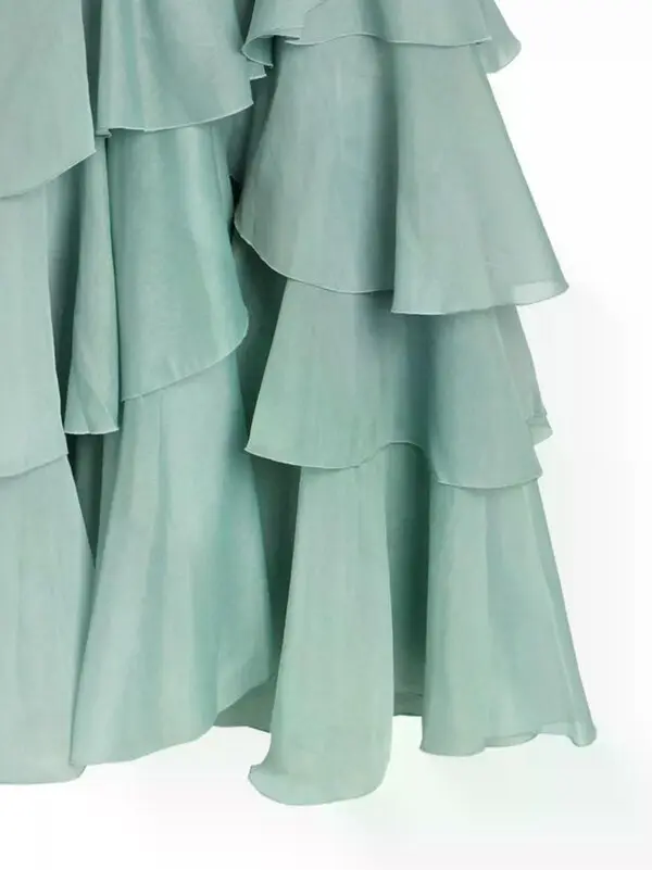 Aje Duck Egg Blue Ruffled Tiered Maxi Dress - Green