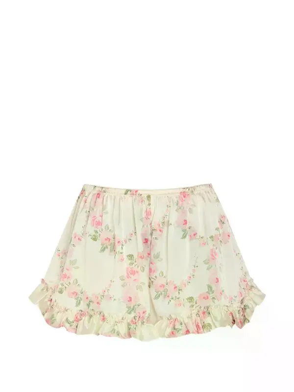 Simone Rocha Floral Print Ruffled Shorts - Neutrals