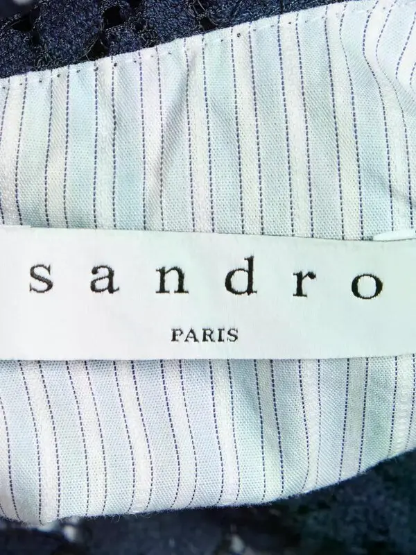 Sandro Pinstripe Lace Overlay Blouse
