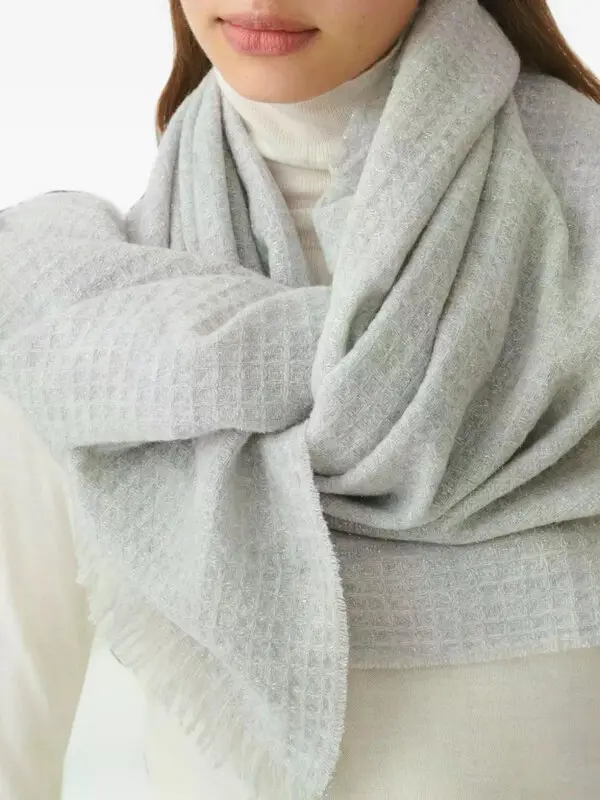Fabiana Filippi Waffle-knit Frayed Scarf - Grey